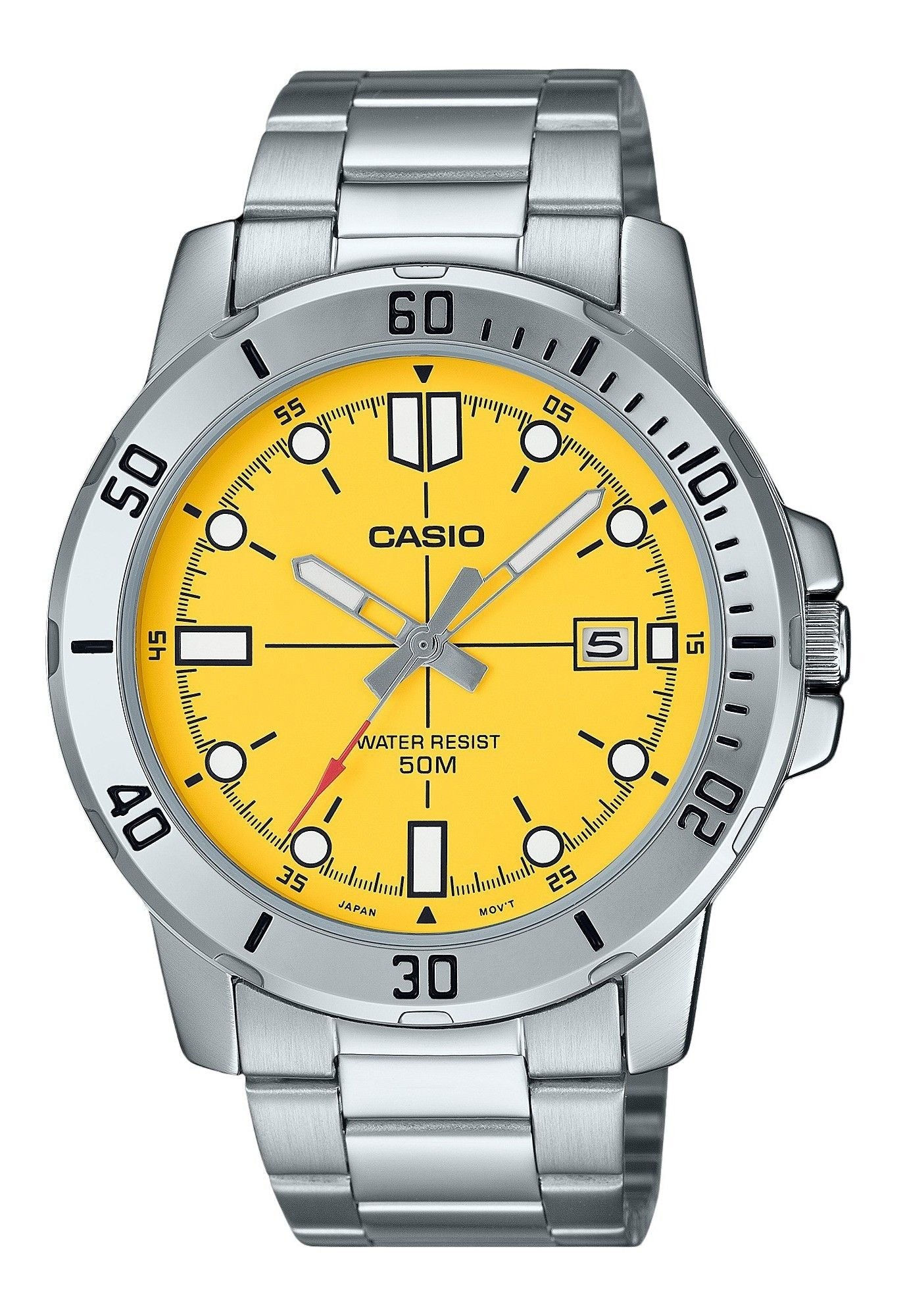 Casio Standard Analog Stainless Steel Yellow Dial Quartz